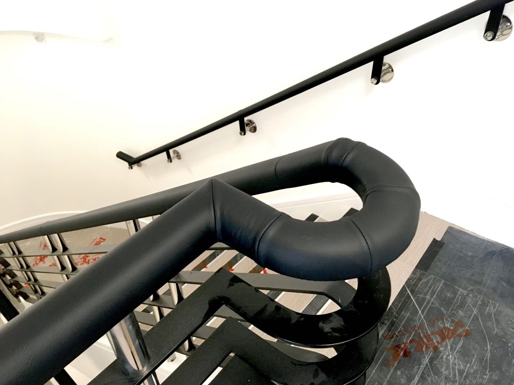 Leather wrapped handrails by Hide and Stitch - London and rest of UK